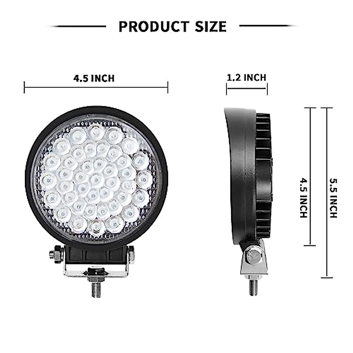 Green Led Pods, 4.5 inch Round Light Bar, Waterproof 41W 4100LMS Spot Off-Road Work Driving Light for Trucks SUV ATV Boat Marine RV Tractor UTV Hunters Motorcycle 12V 24V, Fog Tail Bumper Roof Hood