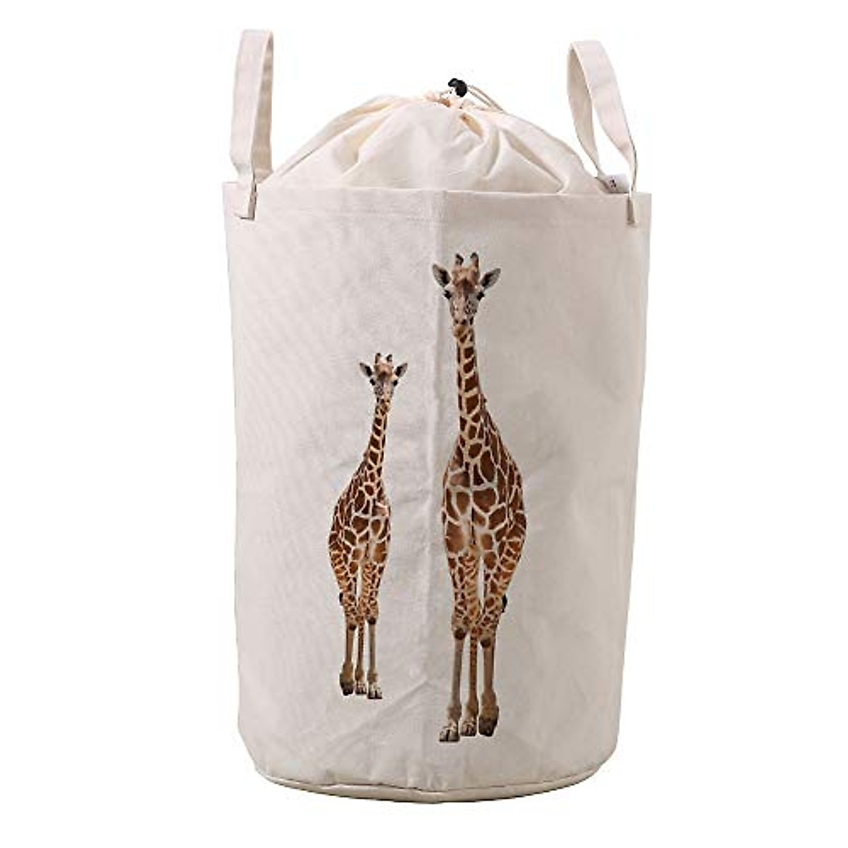 LifeCustomize Large Laundry Basket Hamper Giraffe Mom And Baby Collapsible Drawstring Clothing Storage Baskets Nursery Baby