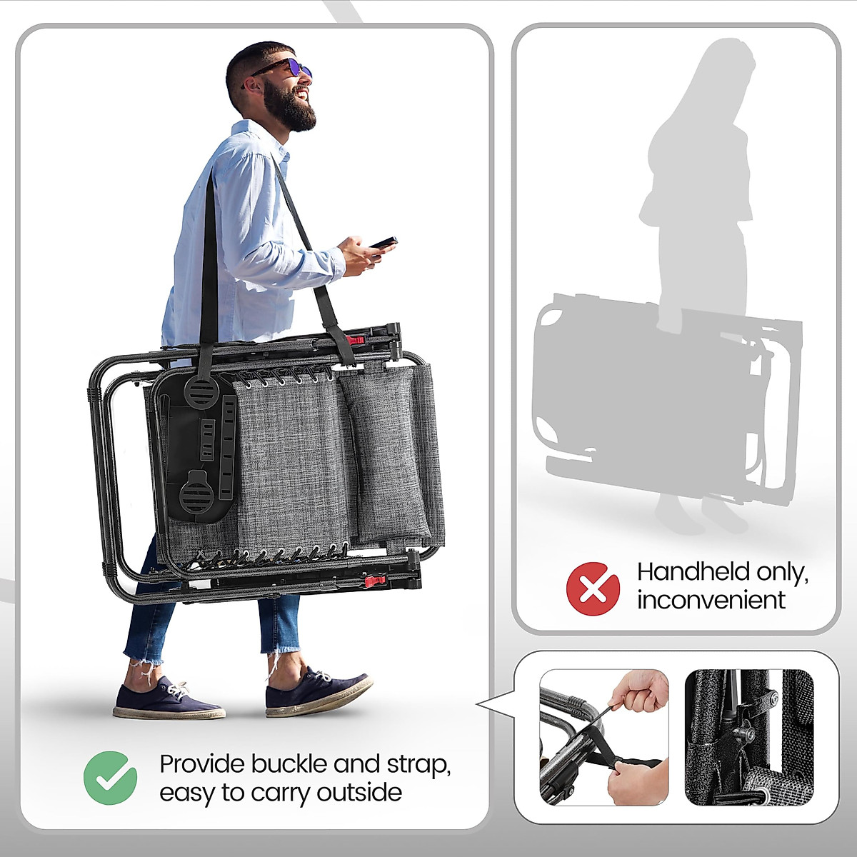 Yaheetech 29inch Zero Gravity Chairs w/Pillows & Cup Holder & Carry Strap Outdoor Patio Adjustable Foldable Reclining Lounge Recliners for Lawn Poolside Beach Gray/2