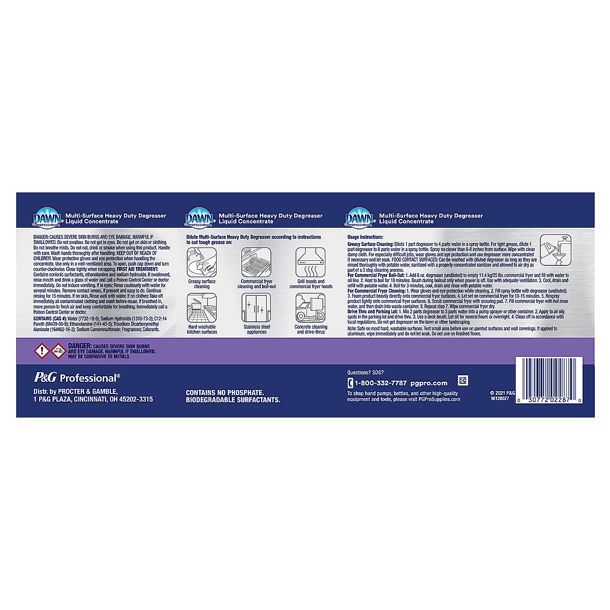 P&G PROFESSIONAL Dawn Multi-Surface Heavy Duty Degreaser, 1 Gallon (Case of 2), Degreaser Concentrate for Kitchen, Restaurants, Foodservice, and More