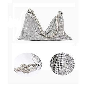 ALSTYTURE Evening Prom Bag for Women - Diamond Bling Handbag for Girls - Sparkly Rhinestone Purse Underarm Hobo Clutch Bag (silver)