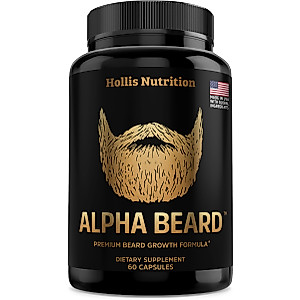 ALPHA BEARD Growth Vitamins | Biotin 10K MCG, OptiMSM®, goMCT®, BioPerine®, Collagen | Beard and Hair Growth Supplement for Men | Regrow Stronger, Thicker, Healthier Facial Hair - For All Hair Types