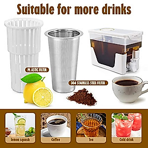 EUMIVF 0.9 Gallon Cold Brew Coffee Maker,Iced Coffee Maker With 600 Mesh Ultrafine Mesh Steel Filter And Spigot Iced Coffee Makers, Cold Brew Pitcher And Drink Dispenser For Fridge &Parties.