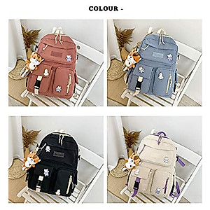 Laptop Backpack for Girls Women Ladies Backpack Bag Bookbag Set with plush toy for Teen Girl (Black)