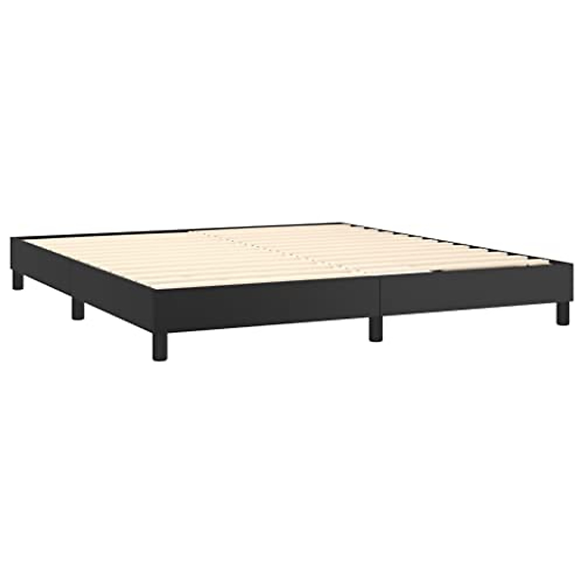 Youuihom Queen Beds Frame, Queen Bed Frame Platform, Bed Frame Furniture, Box Spring Bed for Bedroom, Hotel, Apartment, with Mattress Black 72"x83.9" California King Faux Leather