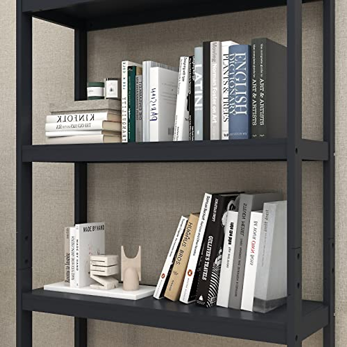 LANTRO JS Bookshelves Bookshelf and Bookcase 4 Tier Bookshelf Storage Rack Shelves with 2 Doors Bedroom Storage Equipment for Living Room Home Office, Black, 31.5"×11.81"×70.87"