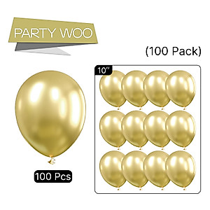 PartyWoo Metallic Light Gold Balloons 100 pcs 10 Inch Gold Balloons for Birthday Graduation Boys Baby Shower New Year Gender Reveal Anniversary Bridal Shower Engagement Party Decorations Gold-G129