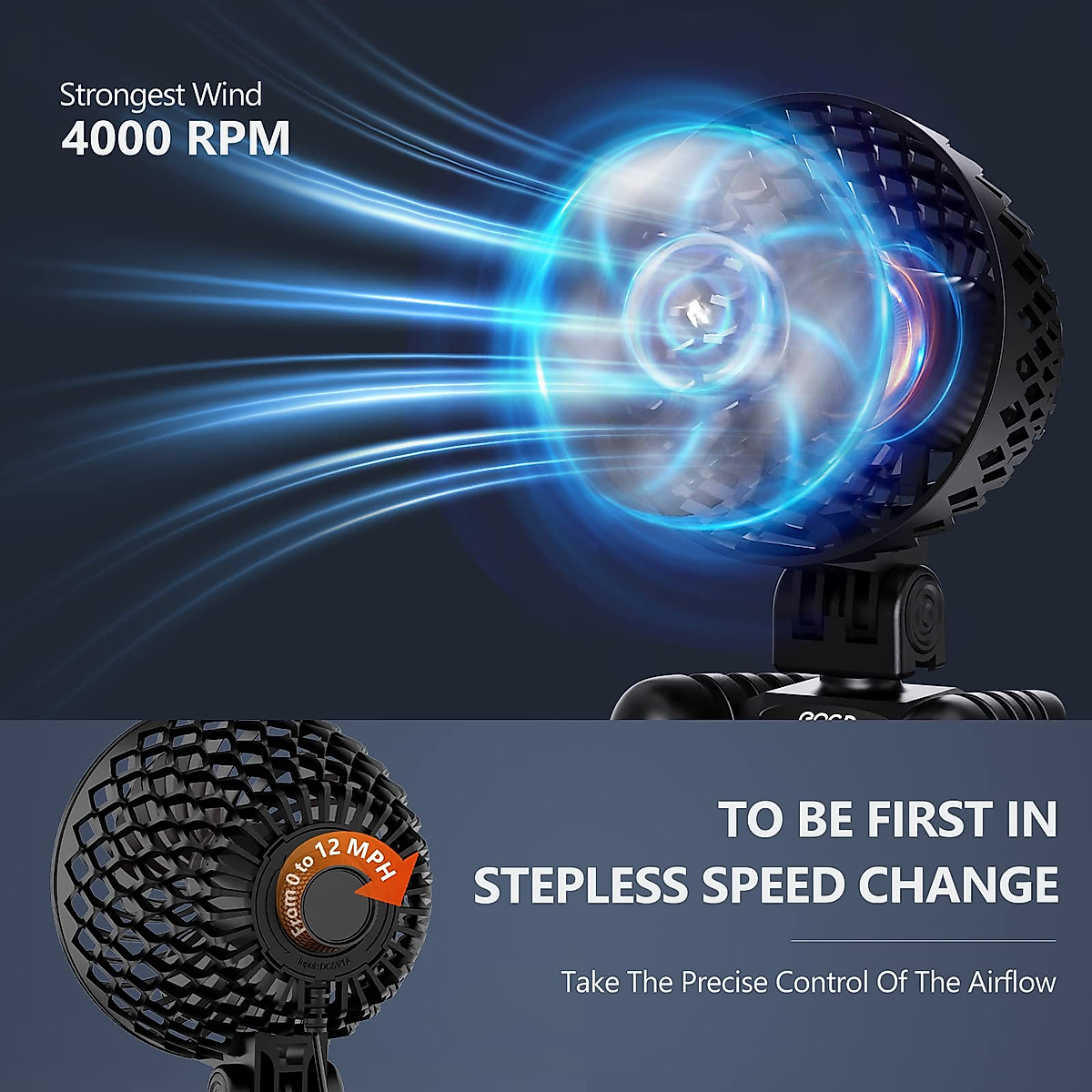 EOGD 2022 Newest USB Desk Fan with Stepless Speed Control, 4.2" Desk Fans Small Quiet Personal Fan with Strong Wind Up To 12MPH, 360° Rotatable Mini Table Fan With Removable Fan Guard (Grey)