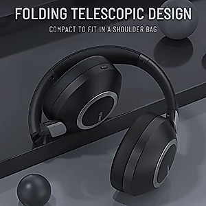 LORELEI B-C6 Wireless Over Ear Headphones, 50H Playtime Foldable Lightweight Bluetooth Headsets, Deep Bass, Built-in Microphone, Memory Foam Earmuff, for Travel, Home Office(Space Black)