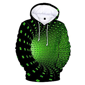Mens Hoodies,Long Sleeve Tunic Sweatshirt Zipper Hoodies For Men   Sudaderas De Hombre Unisex Men's 3D Printing Creative Round Neck Casual Long Shirts Top Blouse Zip Up Sweatshirt(Green-6,Small)