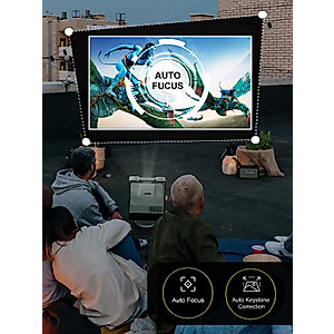 Outdoor Projector, Artlii Rubicon 4K Projector, Auto Focus & Keystone, Dolby Audio, Anti-Direct Eye Protection, 2x10W Speakers with Bass Effect, 5G WiFi/Bluetooth/USB/HDMI