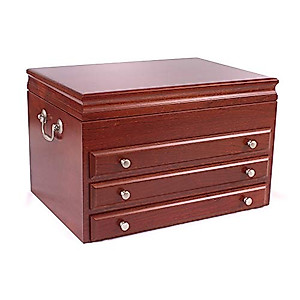 American Chest Co. #J03C Majestic- 3 Drawer Jewelry Chest, Solid Cherry, Made in the USA, Heritage Cherry finish
