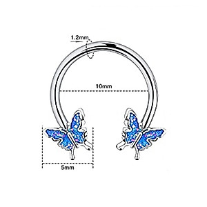 Septum Ring Horseshoe Hoop Ring Nose Rings Cartilage Earring Butterfly Helix Piercing Body Jewelry for Women Men-Pink