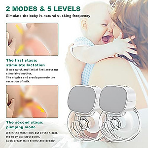 OMFMF Wearable Breast Pump,Quiet & Hands-Free,Portable,in-Bra Double Electric Breast Pump,Pain Free Strong Breastfeeding Pump Strong Suction 2 Pack(Gray)