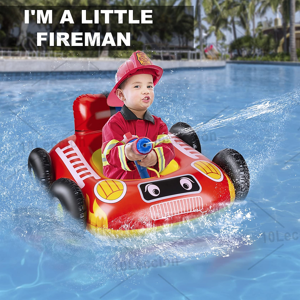 Kids Pool Floats with Water Gun, Pool Toys for Kids Ages 4-8, Fire Truck Toddler Floats for Pool, Pool Inflatables for Boys Girls and Children