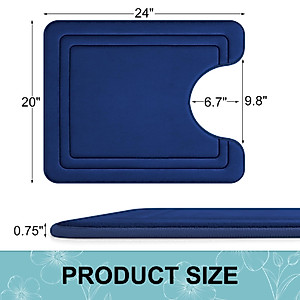 Grandaily Memory Foam Toilet Rugs U-Shaped 24x20, Ultra Soft, Non-Slip and Absorbent Bathroom Rugs, Machine Wash Dry, Comfortable Contour Bath Mat for Toilet Base, Navy Blue