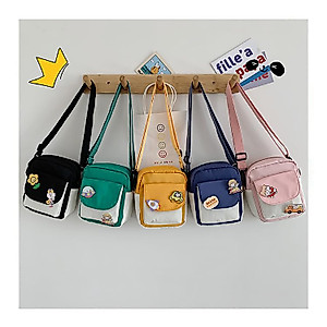 Hiflyer Girls Crossbody Purse Cute Crossbody Bag, Nylon Little Purses for Girls Purse Wallets for Girls (Black)