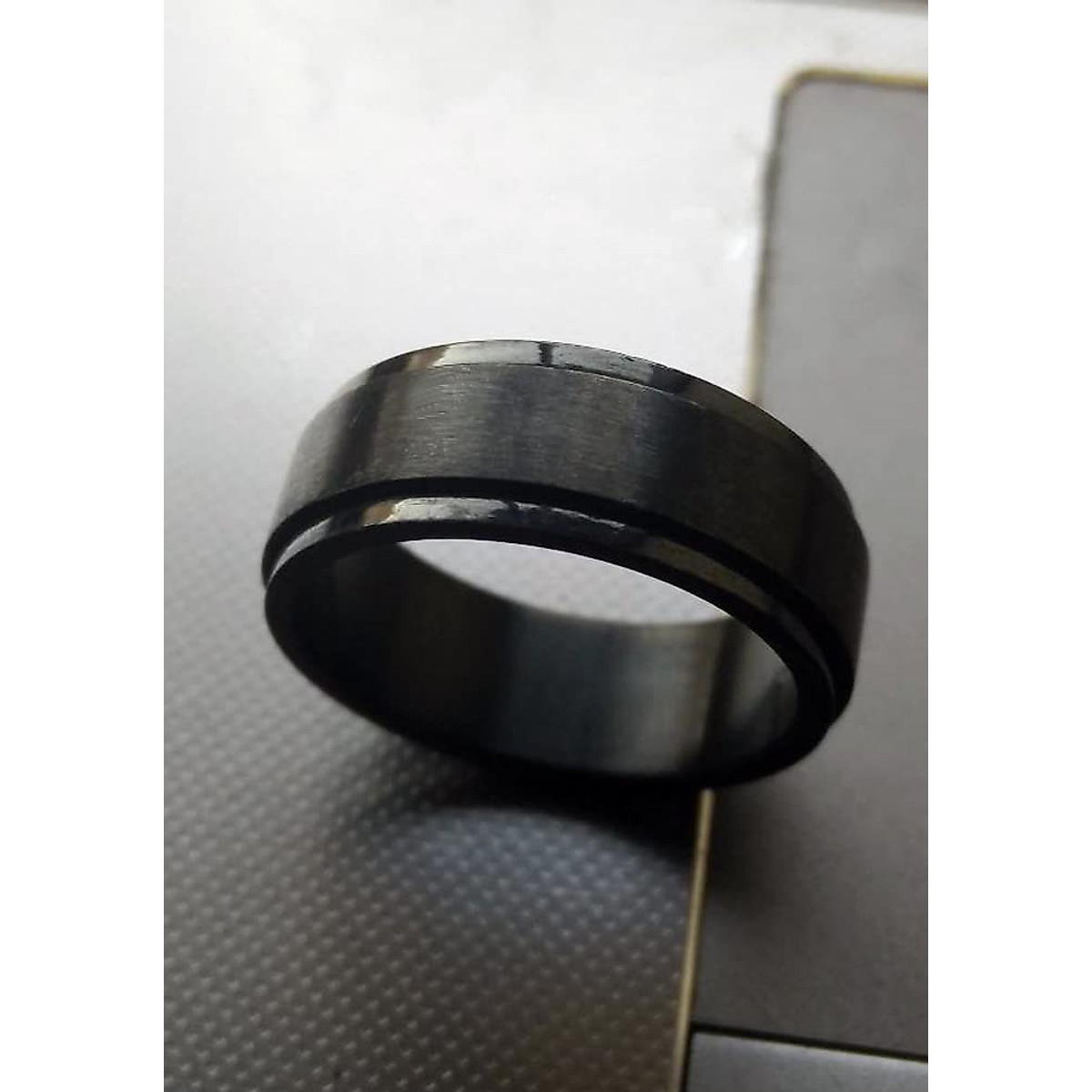 Metal Masters Co. Men's 8MM Black Stainless Steel Spinner Ring Band Anxiety