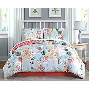 Geneva Home Fashion Belize 8-Piece Bed in a Bag Set, King, Coral