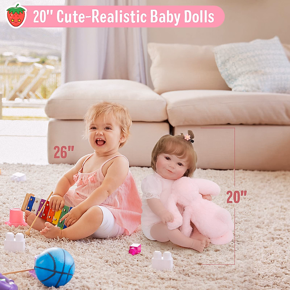 BABESIDE Lifelike Reborn Baby Dolls- 20-Inch Soft Body Realistic-Newborn Baby Dolls Girl Poseable Real Life Toddler Dolls with Toy Accessories Gift Set for Kids Ages 3 and Up