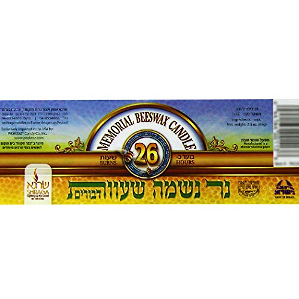 Memorial Beeswax Candles in Glass Jar 24 Hour Burning Time -6 Pack- Kosher Yahrzeit Candle Ner Neshama Ner Shava Light in Remembrance of Loved Ones Funeral Shiva Burn 1 Day
