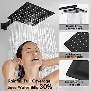 KES Shower Faucet Set, 10 Inches Rain Shower Head with Handheld Spray, Shower System Pressure Balance Wall Mounted (cUPC Certified Shower Valve Included), Matte Black, XB6230-BK