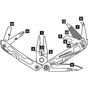 LEATHERMAN, Rev Pocket Size Multitool with Package Opener and Screwdrivers, Stainless Steel with Nylon Sheath