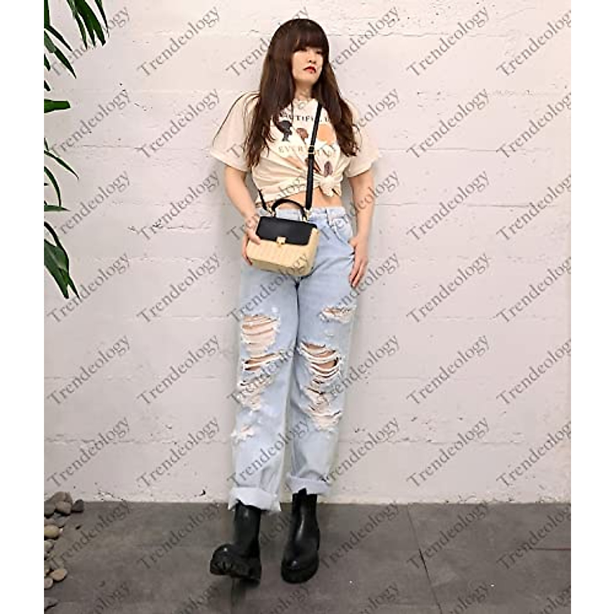 Womens Top-Handle Straw Rattan Structured Small Medium Flap Satchel Purse Crossbody Bag (Minimal Top-Handle - zBlack)