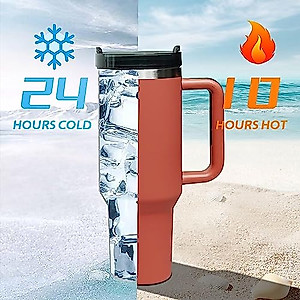 AZYPHERA 40 oz Tumbler with Handle and Straw Lid | Stainless Steel Insulated Stanley Cup | BPA Free Dishwasher Safe | Reusable Travel Friendly (Aqua)