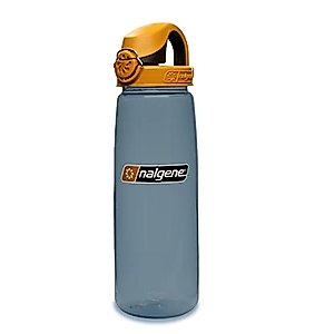 Nalgene Sustain Tritan BPA-Free On The Fly Water Bottle Made with Material Derived from 50% Plastic Waste, 24 OZ, Rhino with Brown/Black