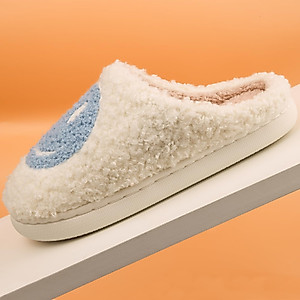 CWODOR Kids Slippers Boys Girls Plush Non-Slip House Slippers Cute Soft Slip-On Shoes For Little Big Kids Blue 1-2 Big Kids