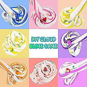 Slime Kit - 8 Pack Butter Slime Kit, DIY Fluffy Slime for Girls and Boys, Stress Relief Toy with Cute Slime Fun Charms, Birthday Gifts for Kids Girls Boys