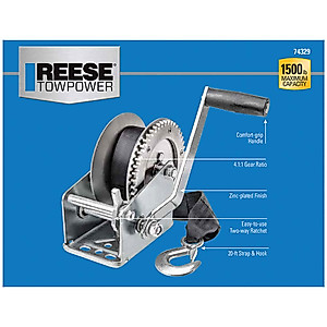 Reese Towpower 74329 Trailer Winch,Silver