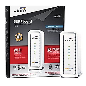 ARRIS SURFboard SBG6400 8x4 DOCSIS 3.0 Cable Modem / N300 Wi-Fi Router-Retail Packaging-White