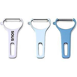 Sous Kitchen Veggie Peeler Julienne Peeler & Fruit Peeler Set of 3 - Vegetable Peelers for Kitchen - Potatoes Peeler With Sharp Peeler Blades - Speed Peeler With Ergonomic Handles & Swivel Blades
