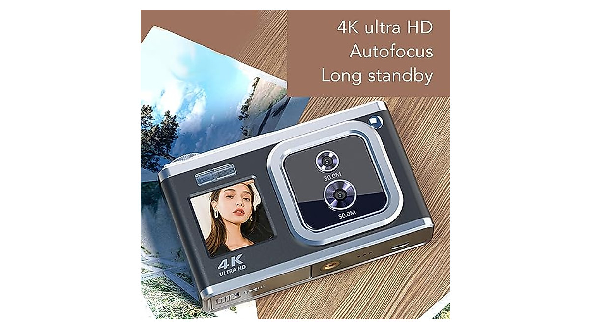 HD 4K Digital Camera with Dual Lens & Screens