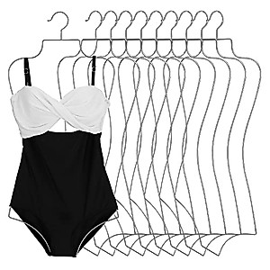 Lingerie Hangers Body Shape Display Hangers Metal Wire Bathing Suit Hangers Bikini Swimwear Hanging Rack Swimsuit Hanger for Bra Boutique Closet(Silver, 10 Pack)
