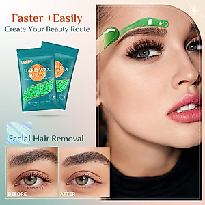 Digital Waxing Kit for Women, EMKOO Wax Warmer for Hair Removal, Wax Pot with 400g Hard Wax Beads and 20 Wax Applicator Sticks for Brazilian Bikini Wax Facial Hair Sensitive Skin At Home