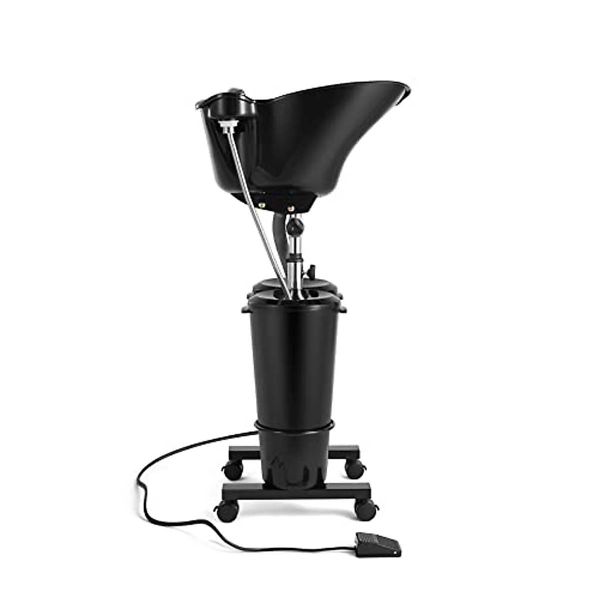 Portable Shampoo Bowl with 2 Water Tanks/Electric Pump Plastic Shampoo Basin Deep Sink Adjustable Height Hair Washing Sink with Drain Hose