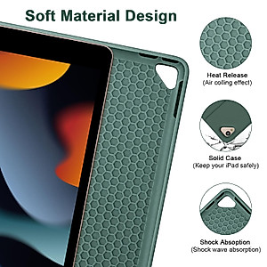 Keyboard Case for iPad 9th/8th/7th Generation Case with Keyboard 10.2inch 2021/2020/2019, BT Wireless Keyboard Case for iPad Air 10.5 3rd Gen, Slim Leather with Pencil Holder for iPad Pro Dark Green