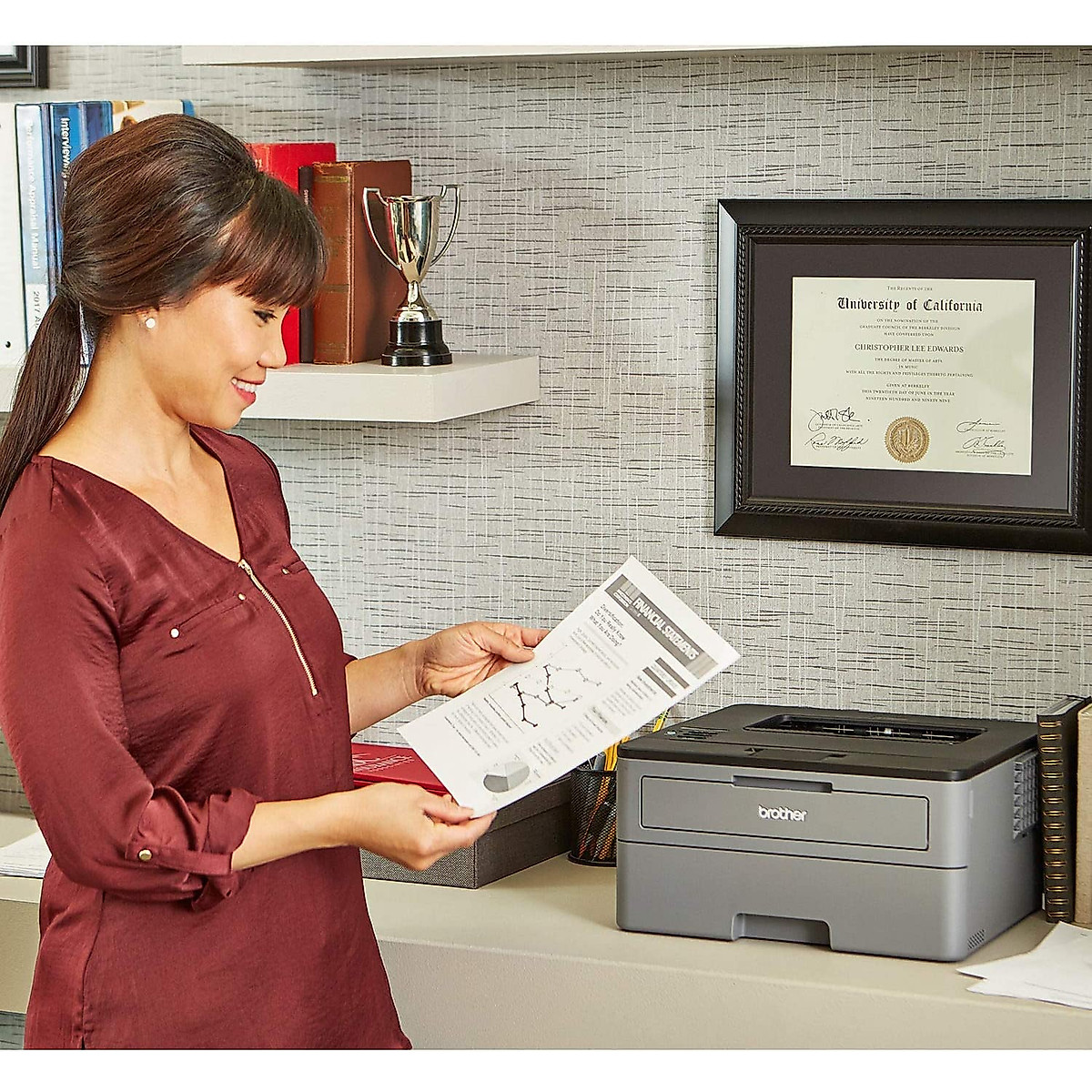 Brother HL-L23 50DW Compact Monochrome Laser Printer, Duplex Two-Sided Printing, Wireless Printing, Durlyfish USB Printer Cable