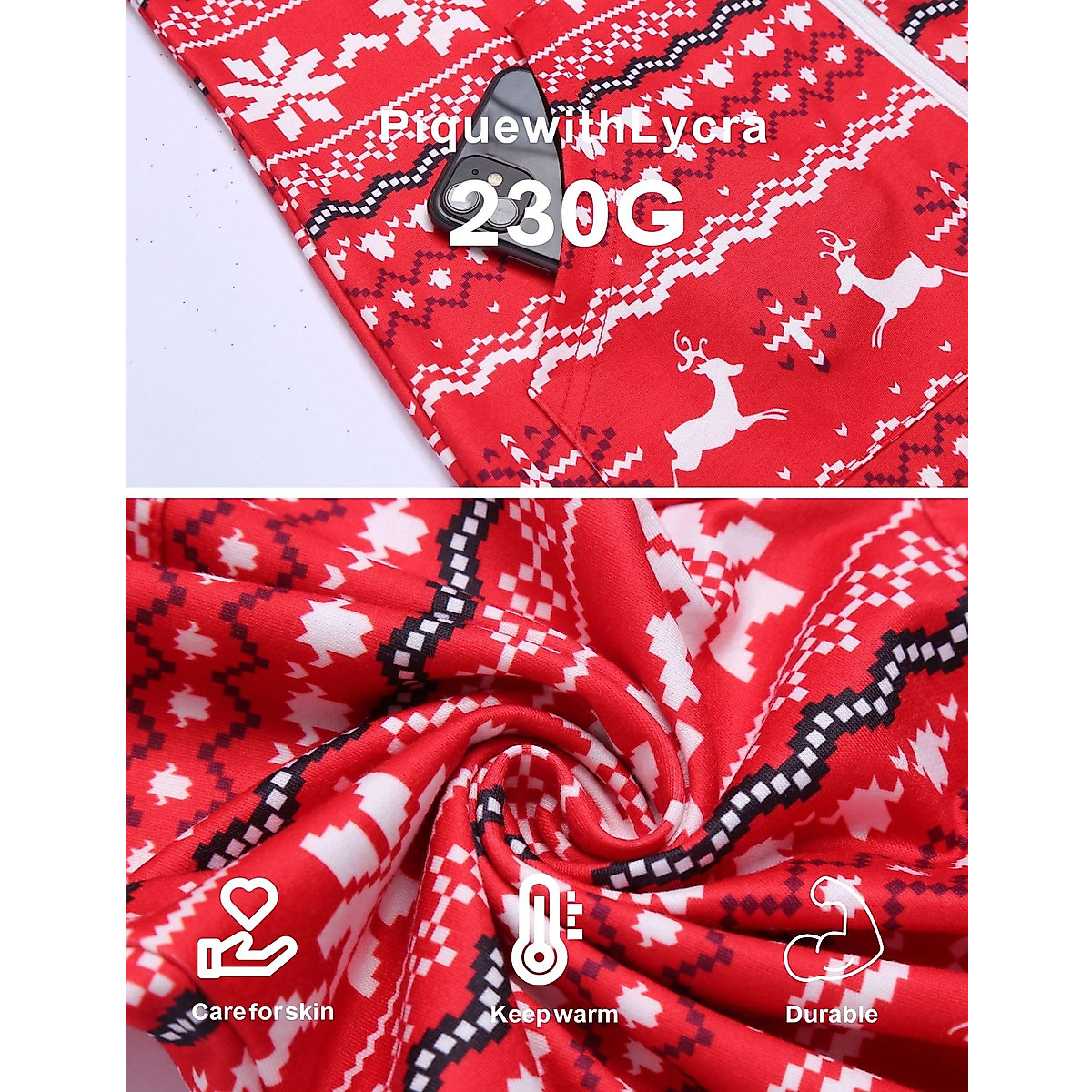 Ekouaer Christmas Onesie Adult Reindeer Onesie Womens Soft Onesie Pajamas With Pocket (Elk&Snowflake,Small)