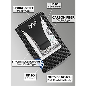 Minimalist Slim Metal Wallet for Men - RFID Blocking Aluminum Metal Credit Card Holder Wallet - Small Stealth Mens Wallets with Cash Strap for 15 Cards and Cash - Gifts for Men Card Wallet Black