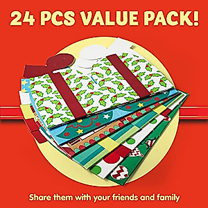 JOYIN 24 PCS 3D Christmas Goody Gift Boxes with Bow for Holiday Xmas Goodie Paper Boxes, School Classroom Party Favor Supplies, Candy Treat Cardboard Cookie Boxes