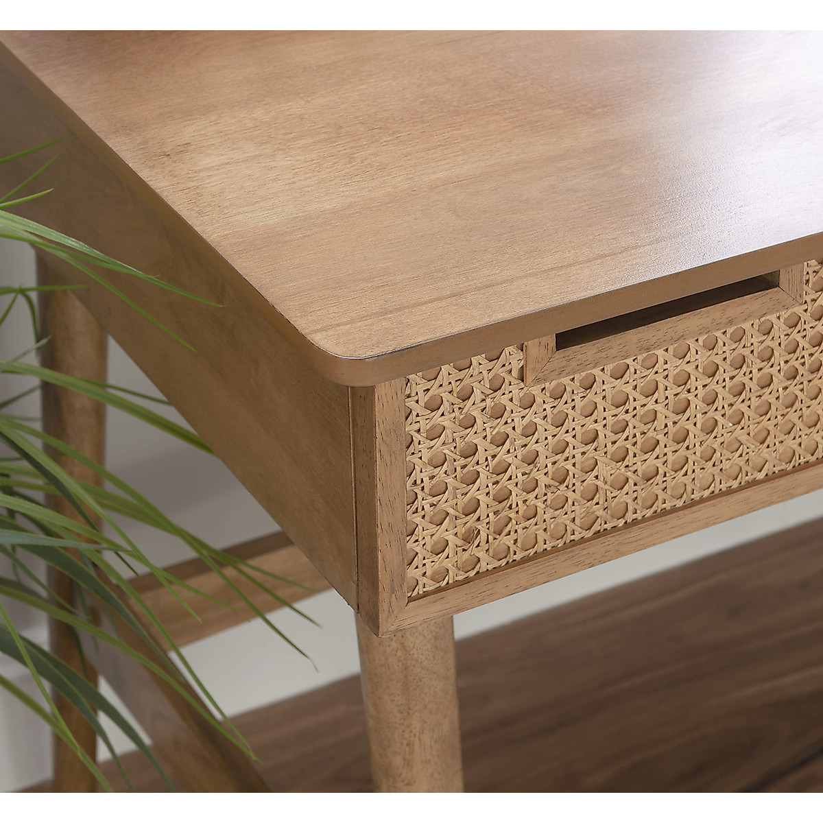 Linon Natural Dutton Wood and Rattan Desk