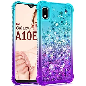 Dzxouui for Galaxy A10E Case,Samsung Galaxy A10E Case,TPU Protective Cover for Girls and Women Glitter Bling Sparkle Cute Phone Case for Samsung Galaxy A10E(Teal/Purple)