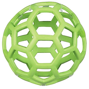 JW Hol-ee Roller Dog Fetch Treat Dispenser Puzzle Ball; Medium 4.5 Inch Diameter