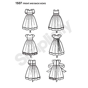 Simplicity 1507 Toddler Girl's Formal Dress Sewing Pattern, Sizes 4-8