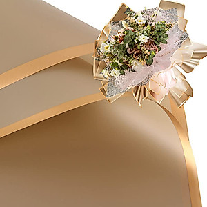 DecorGarden 60 Sheets Gold Edge Fresh Flower Wrapping Paper, Waterproof Flower Bouquet Wrapping Paper, DIY Crafts, Gift Packaging, 22.8 * 22.8 Inches, (Champagne, 60PCS)