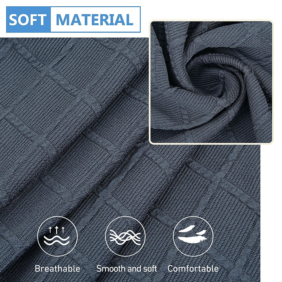 hyha Jacquard Couch Cushion Covers, Magic Sofa Slipcovers Washable, Diamond Lattice, Stretch Covers for 3 Cushion Couch for Sectional Sofa (3 Pieces, Grey)